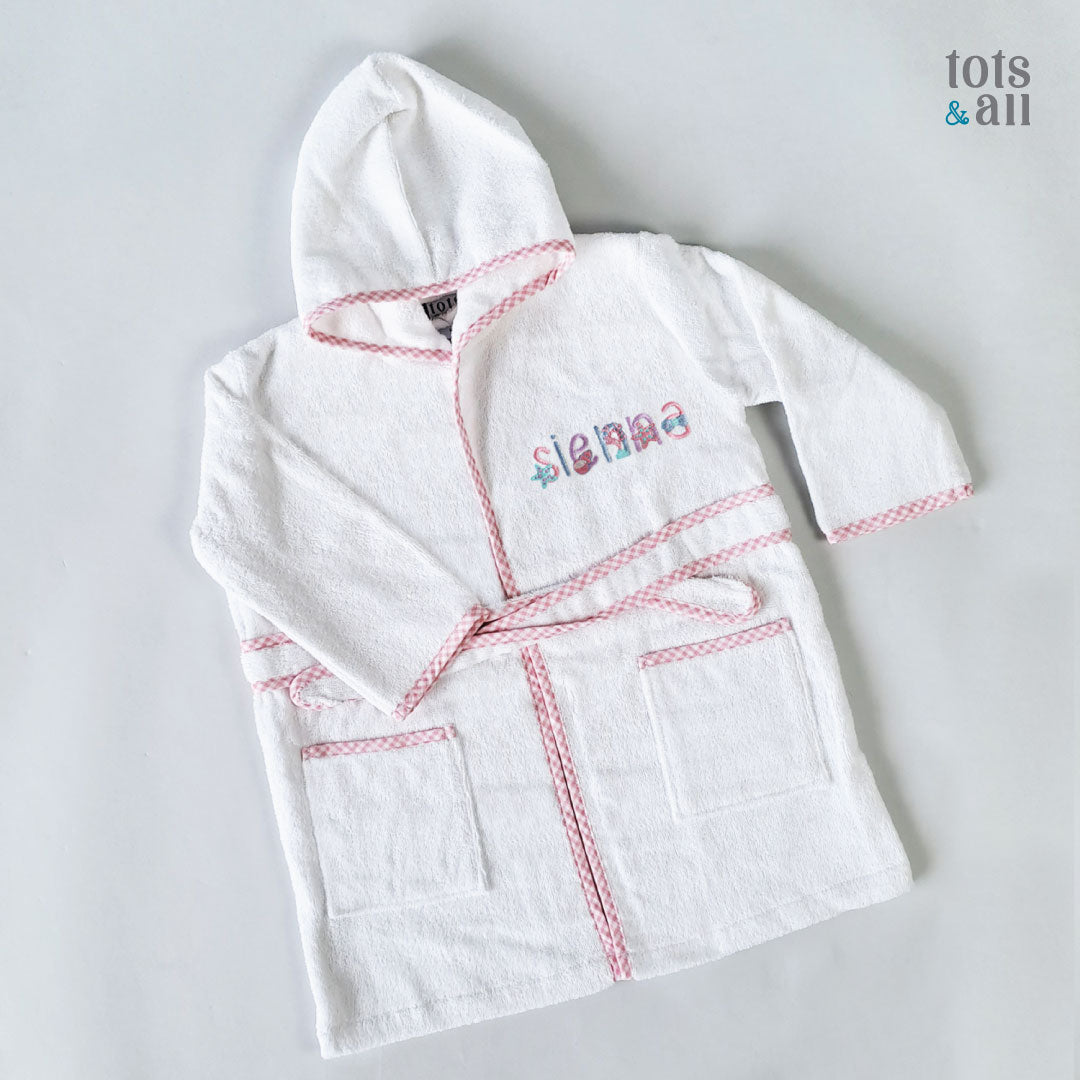 Personalised Bathrobe in Mermaid Font – Tots and All