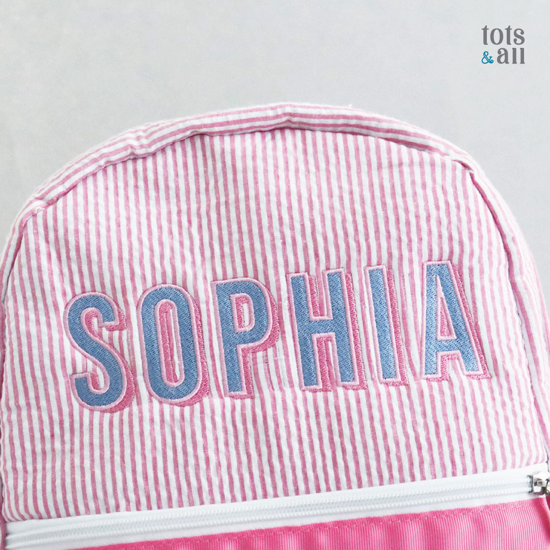 Personalised Toddler Backpack in Boldline Pink – Tots and All